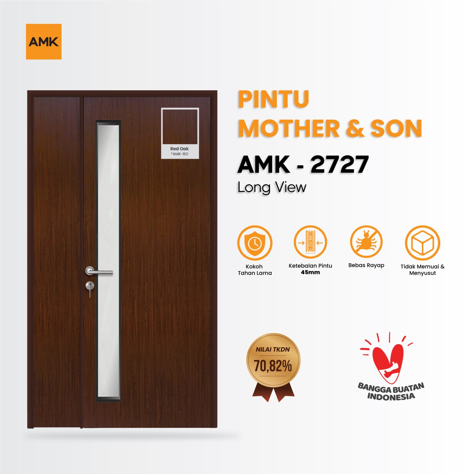 Pintu Aluminium Panel Mother & Son Long View AMK 2727 - Selaras Lawang Sewu